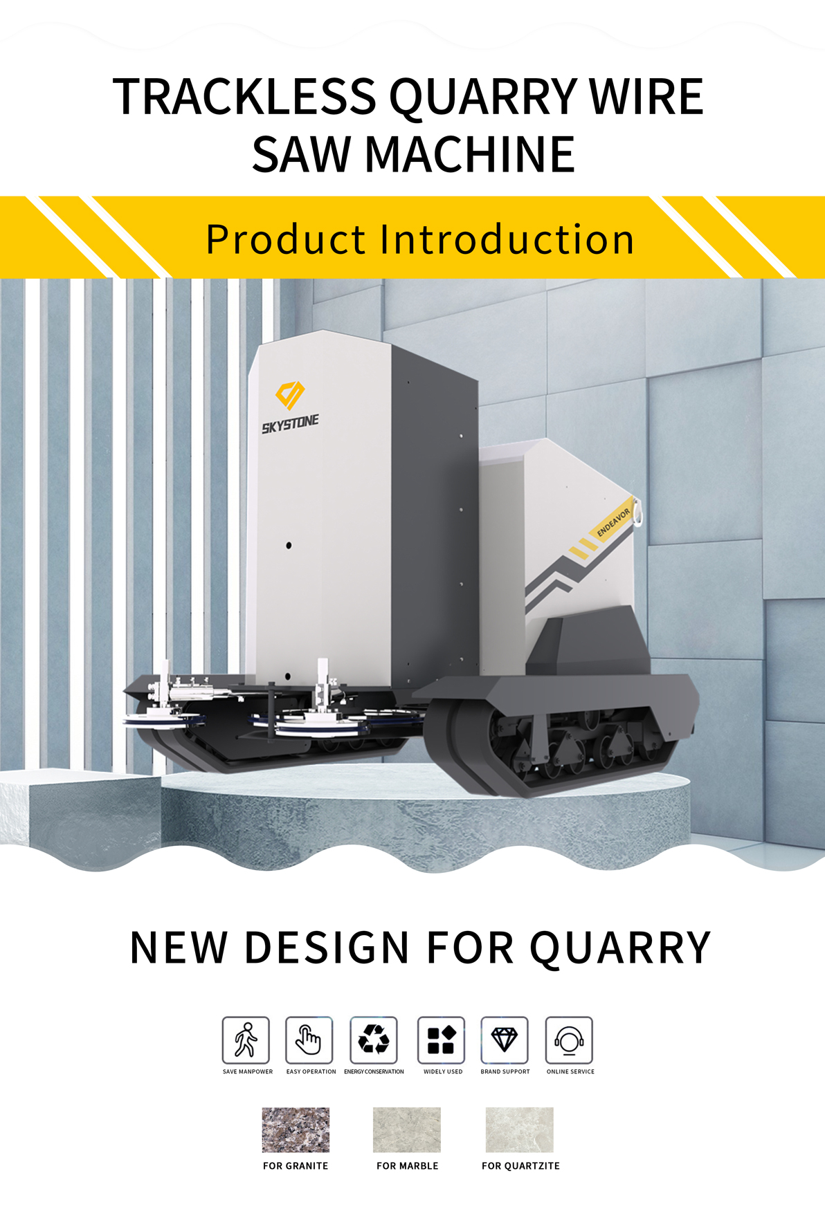 Trackless quarry wire saw machine